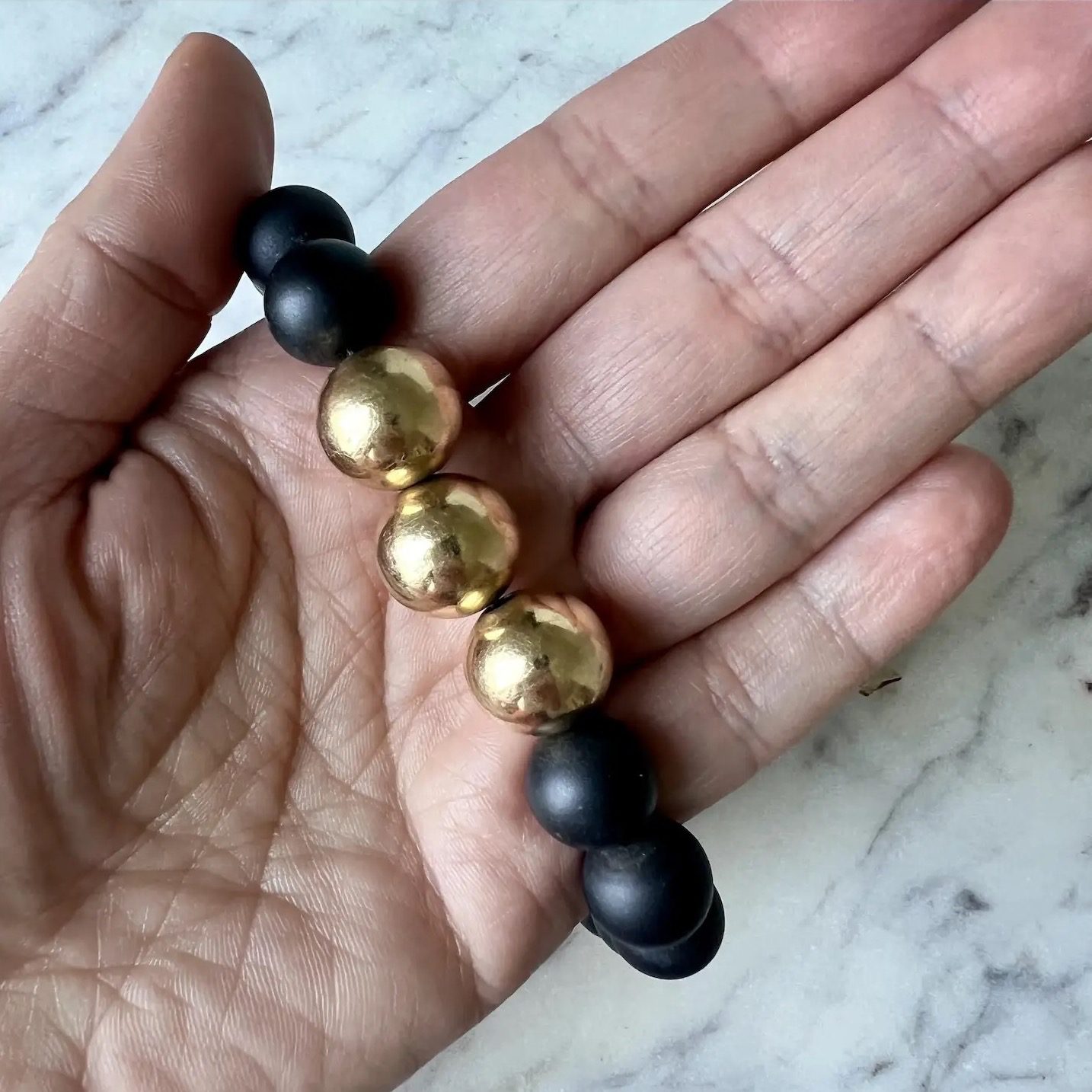 Antique 14K Yellow Gold Jet Bead Necklace 14.5″ – Historic Shop