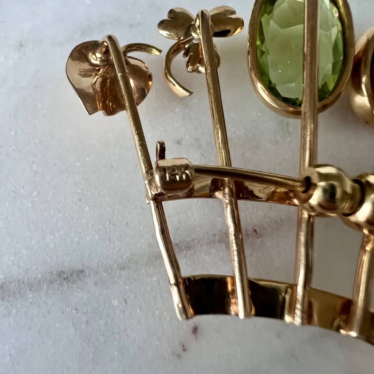 14K Yellow Gold Multi Gemstone Floral Brooch/Pin – Historic Shop