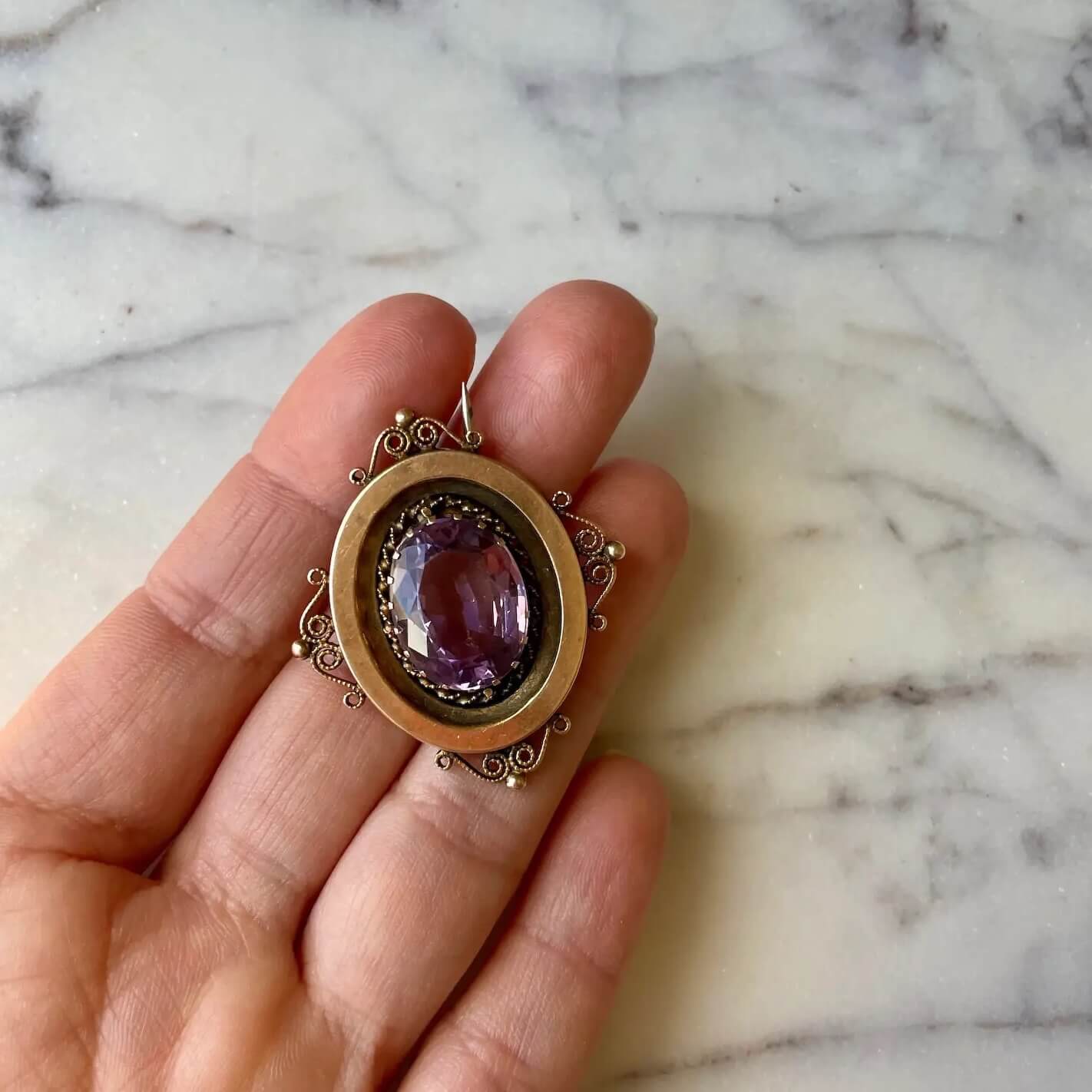 Antique 14K Yellow Gold Amethyst Brooch/Pin – Historic Shop