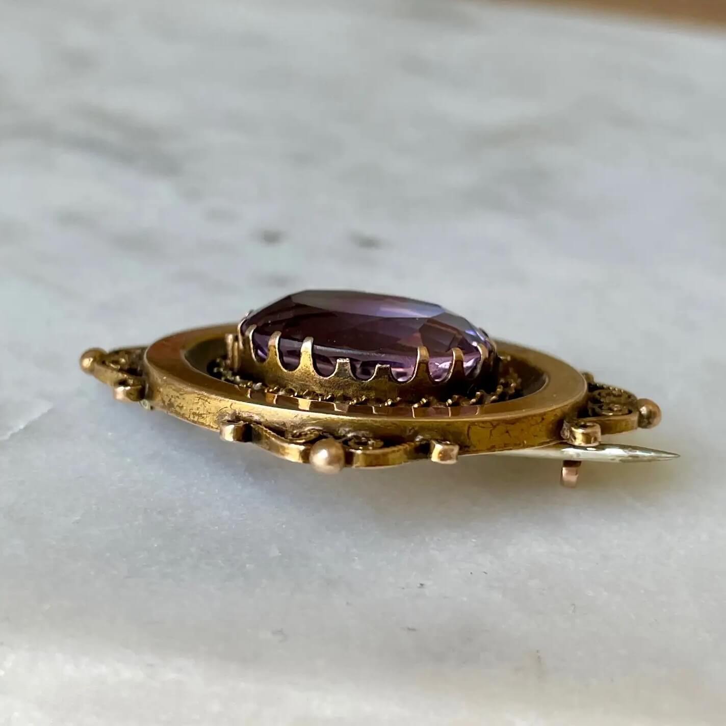 Antique 14K Yellow Gold Amethyst Brooch/Pin – Historic Shop