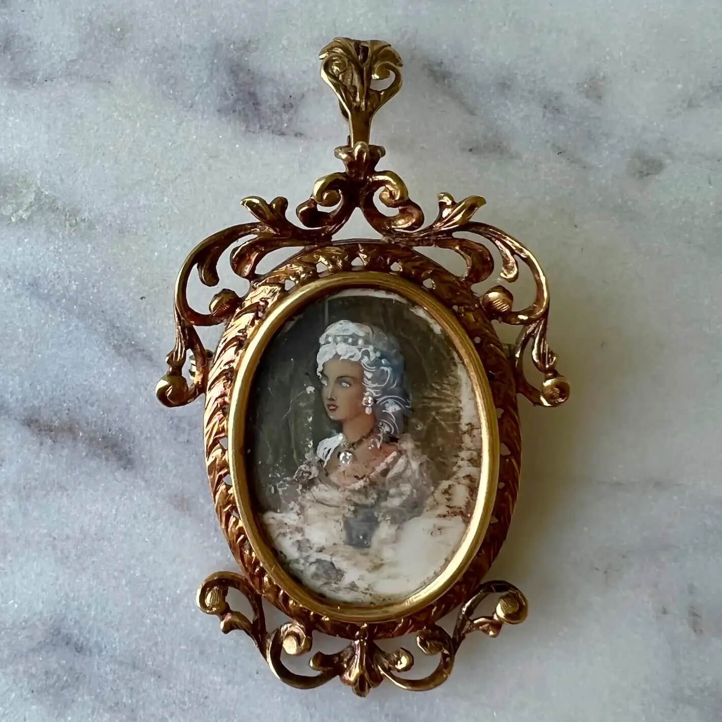 Antique 18K Yellow Gold Miniature Portrait Brooch/Pendant – Historic Shop