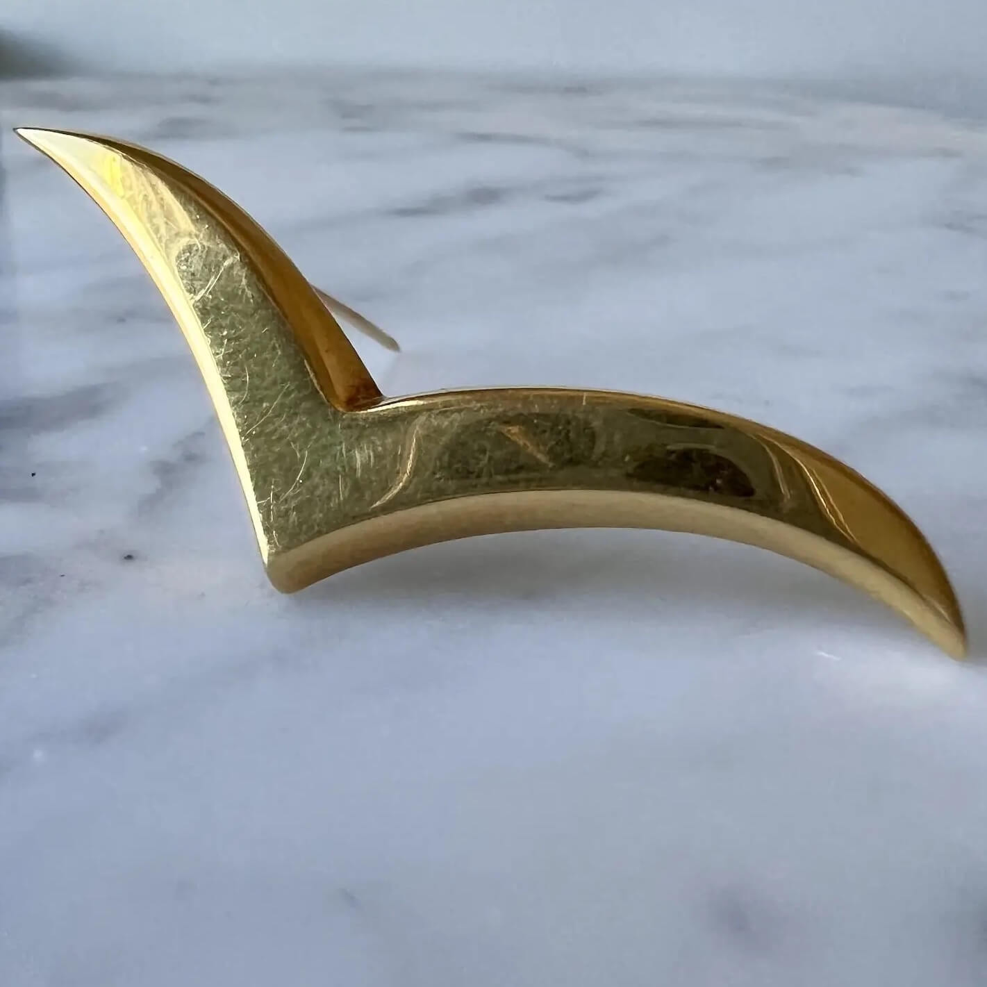 Vintage Tiffany & Co. 18K Yellow Gold Seagull Bird Flying V Pin/Brooch ...