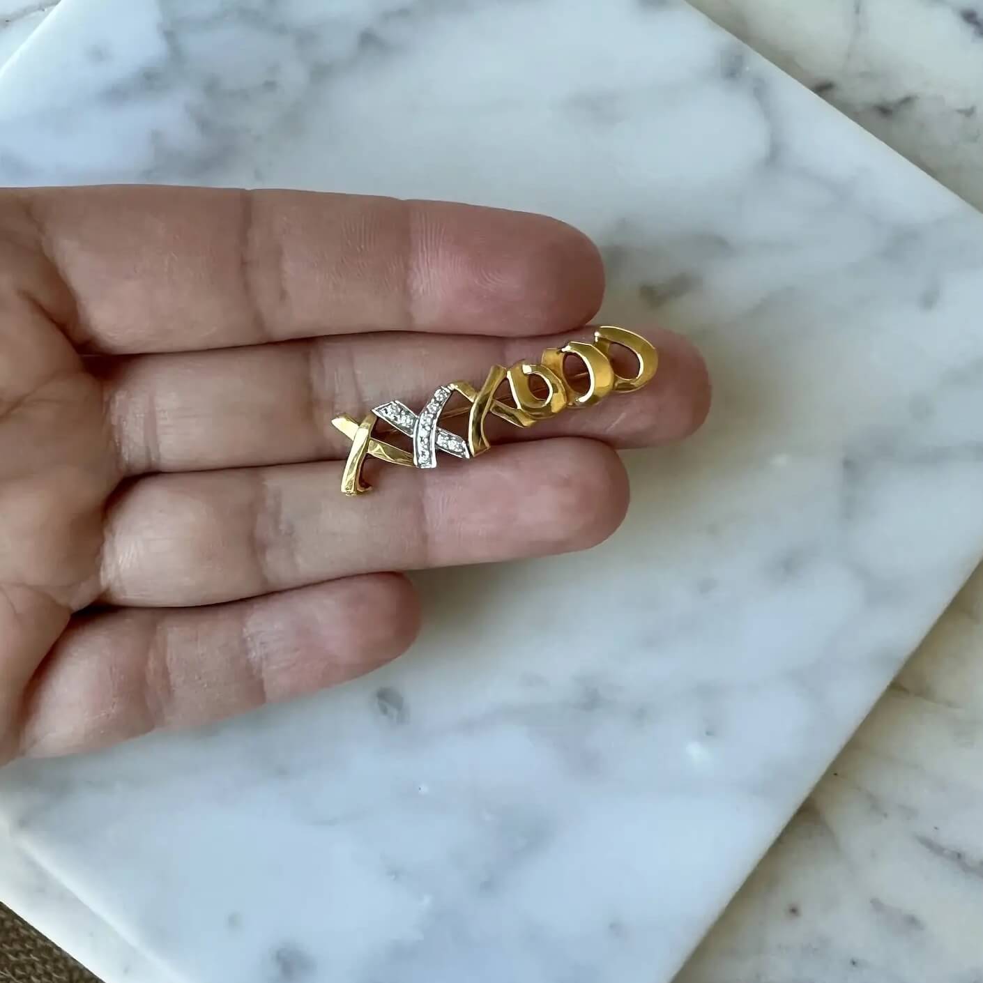 Vintage Tiffany & Co. Paloma Picasso 18K Yellow Gold & Platinum Diamond ...