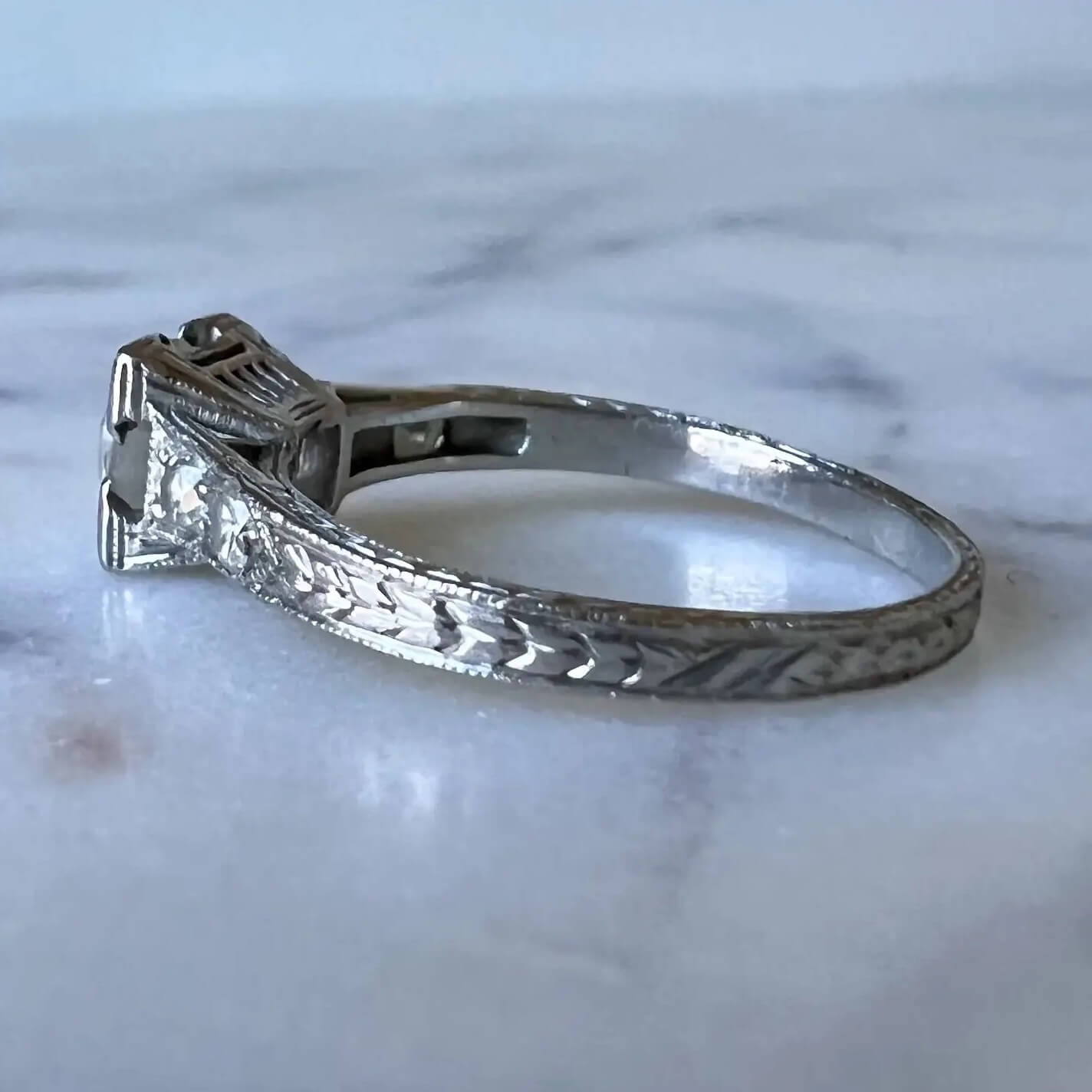 Art Deco Platinum Diamond Engagement Ring – Historic Shop