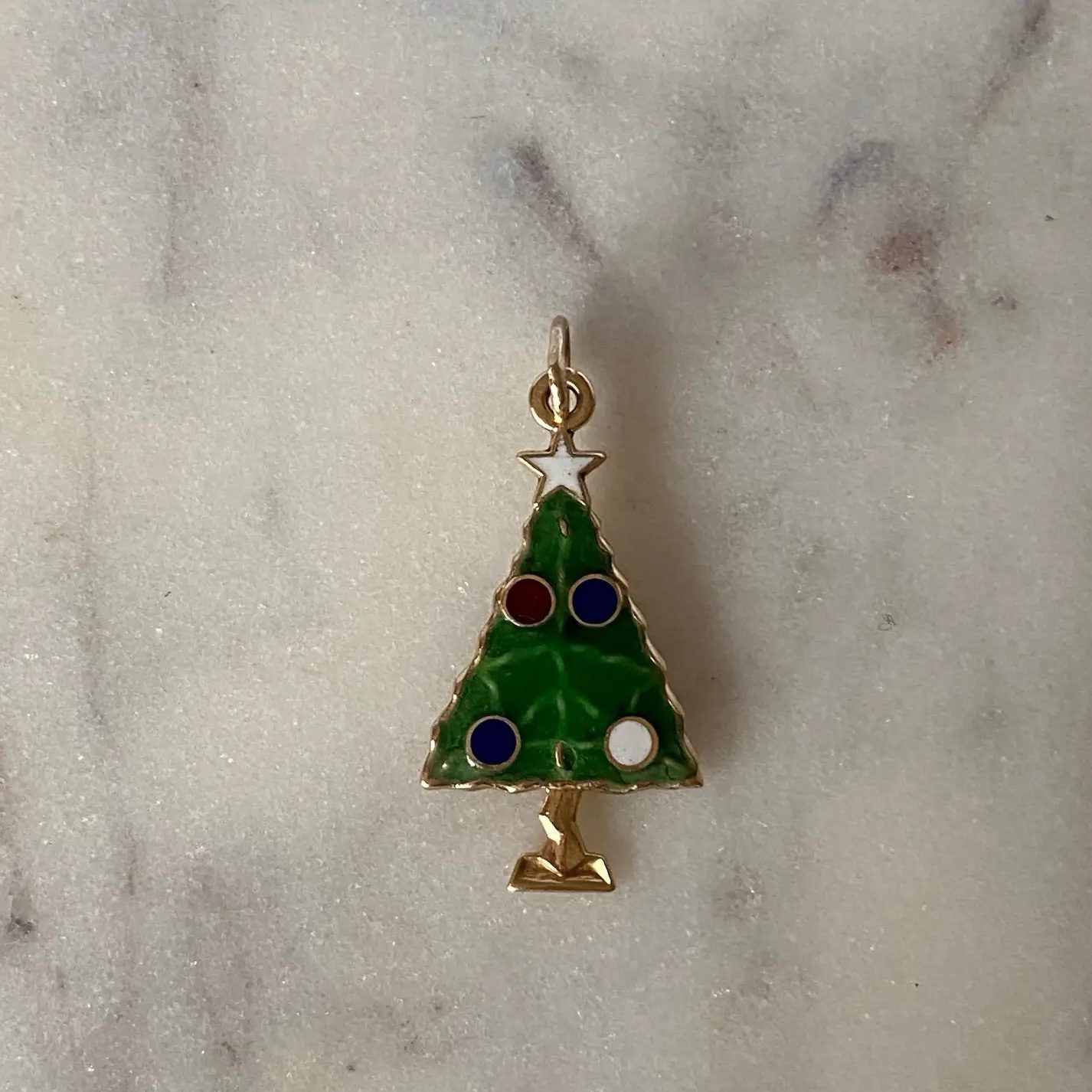 Cute 14K Yellow Gold & Colorful Enamel Christmas Tree Charm/Pendant ...