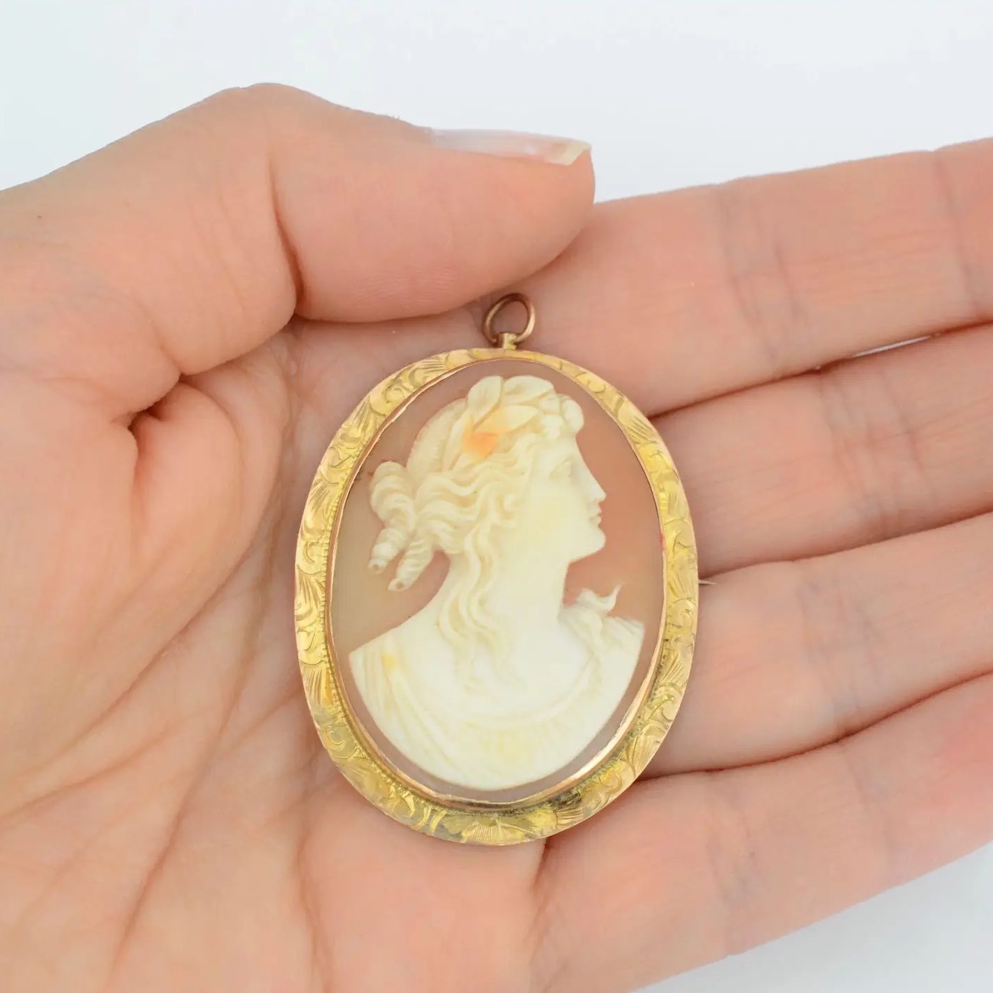 Vintage 14K Yellow Gold Shell Cameo Brooch/Pendant – Historic Shop